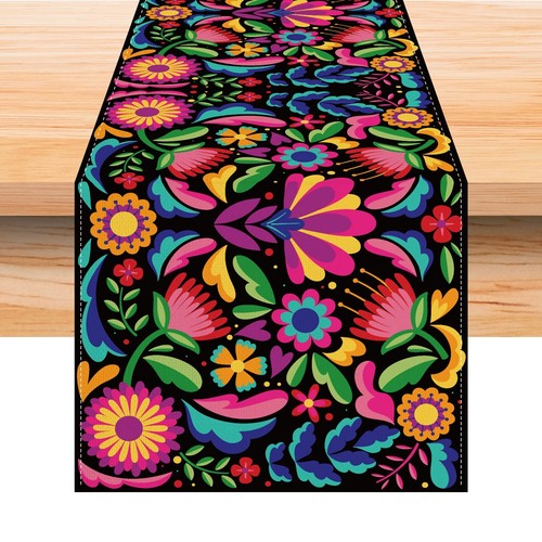 Linen Mexican Fiesta Table Runner 72 Inches Long Cinco De Mayo ...