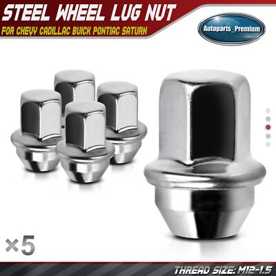 5x M12-1.5 Zinc Flattop Wheel Lug Nut for Chevy Impala Equinox Cadillac ...