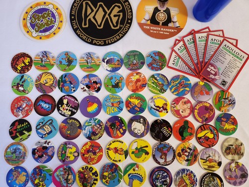 VTG 72 Pog the Game "World Pog Federation" Board + Milk Caps, Tube And ...