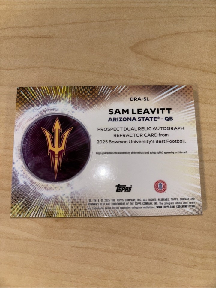 2025 Bowman U Best SAM LEAVITT Relic Patch Auto Player Worn 5 Tone ...