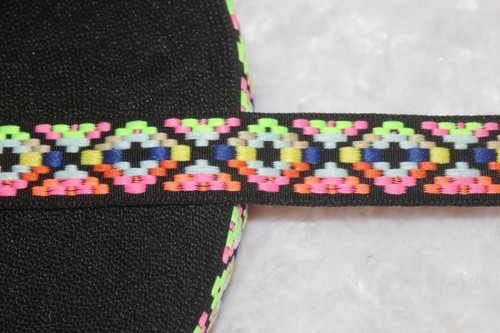 5 yards black neon pink green aztec woven sewing trim 1" wide | eBay