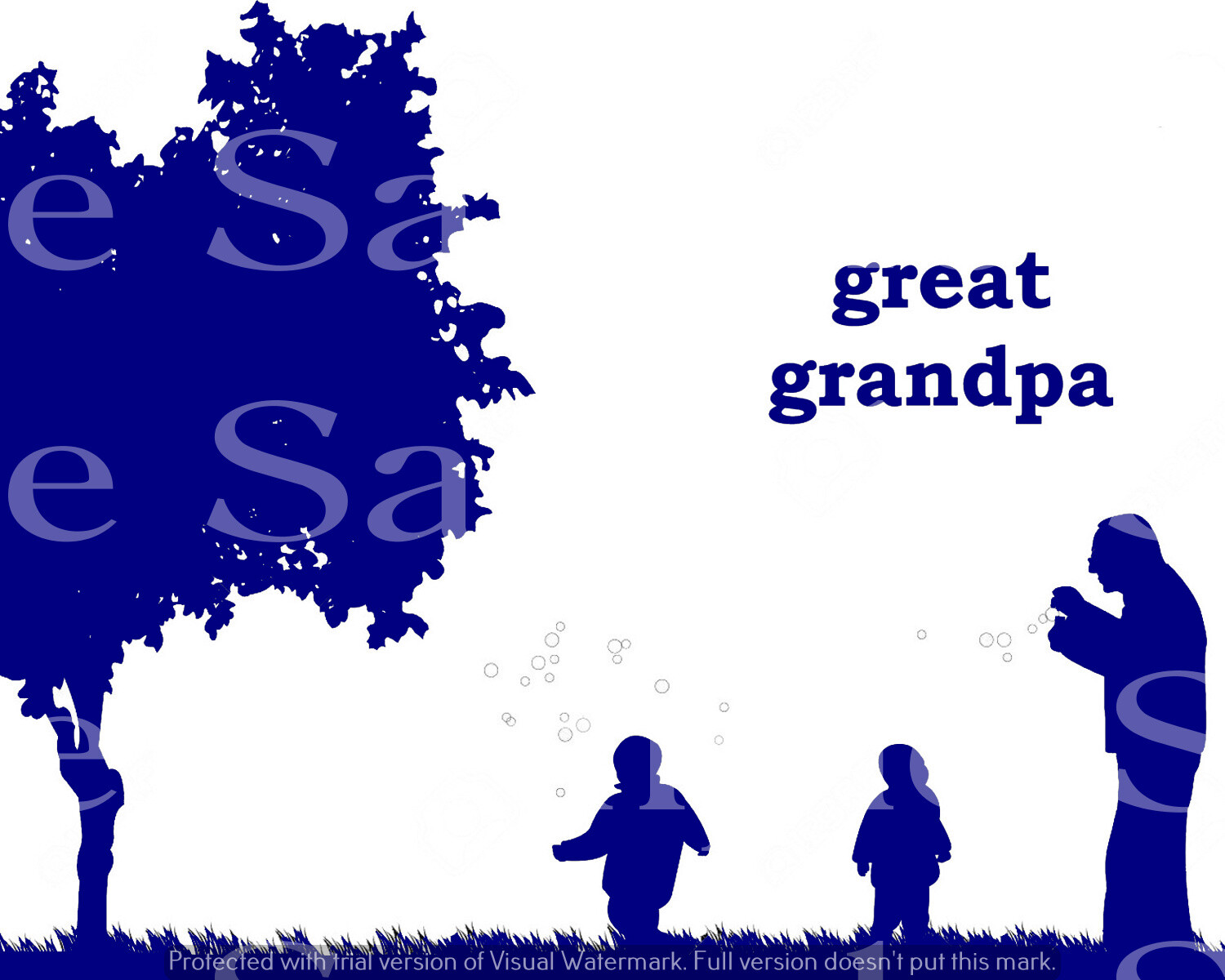 Blue Great Grandpa & GrandKids Edible 2D Fondant Cake Cupcake Topper ...