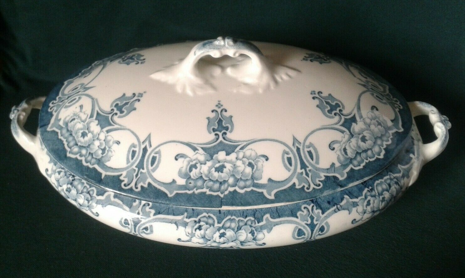MYOTT MONARCH TUREEN ART NOUVEAU SEMI PORCELAIN VEGETABLE TUREEN GREEN ...