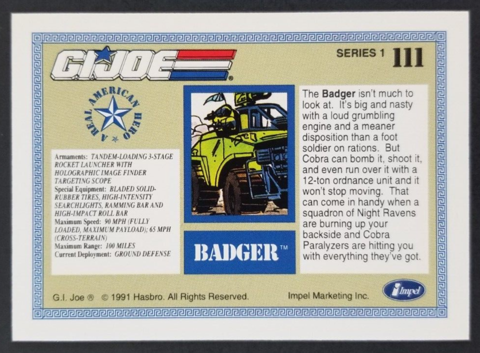 Badger 1991 GI Joe Impel Card #111 (NM) | eBay
