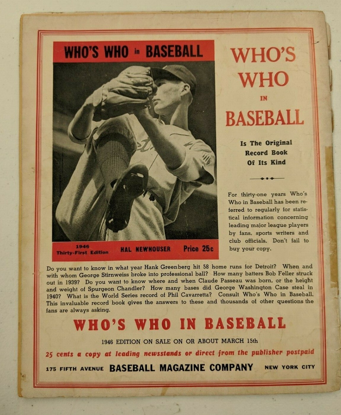 Baseball Magazine March 1946 - Bob Wilkins Cover - Vintage Sports ...