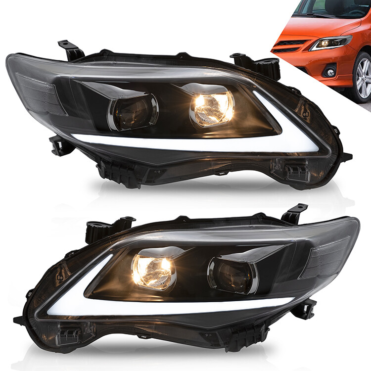 VLAND Projector Headlights LED DRL For 2011 2012 2013 Toyota Corolla ...