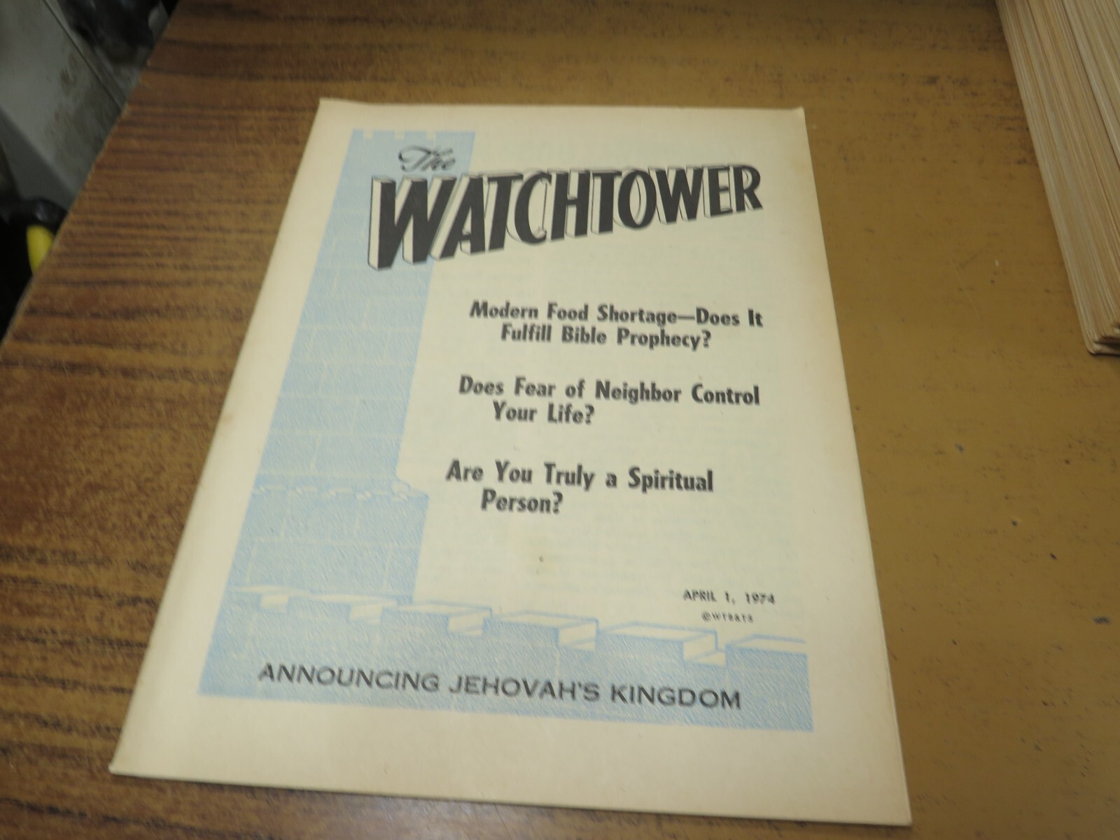 the WATCHTOWER Jehovah's Witness Journal 1974 April 1 | eBay