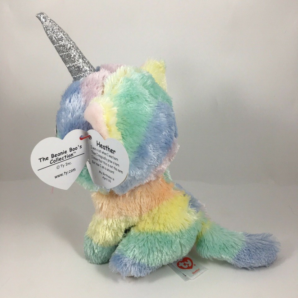 TY Beanie Boos 6" HEATHER Unicorn Kitty Unicat UniKitty Cat Plush ...