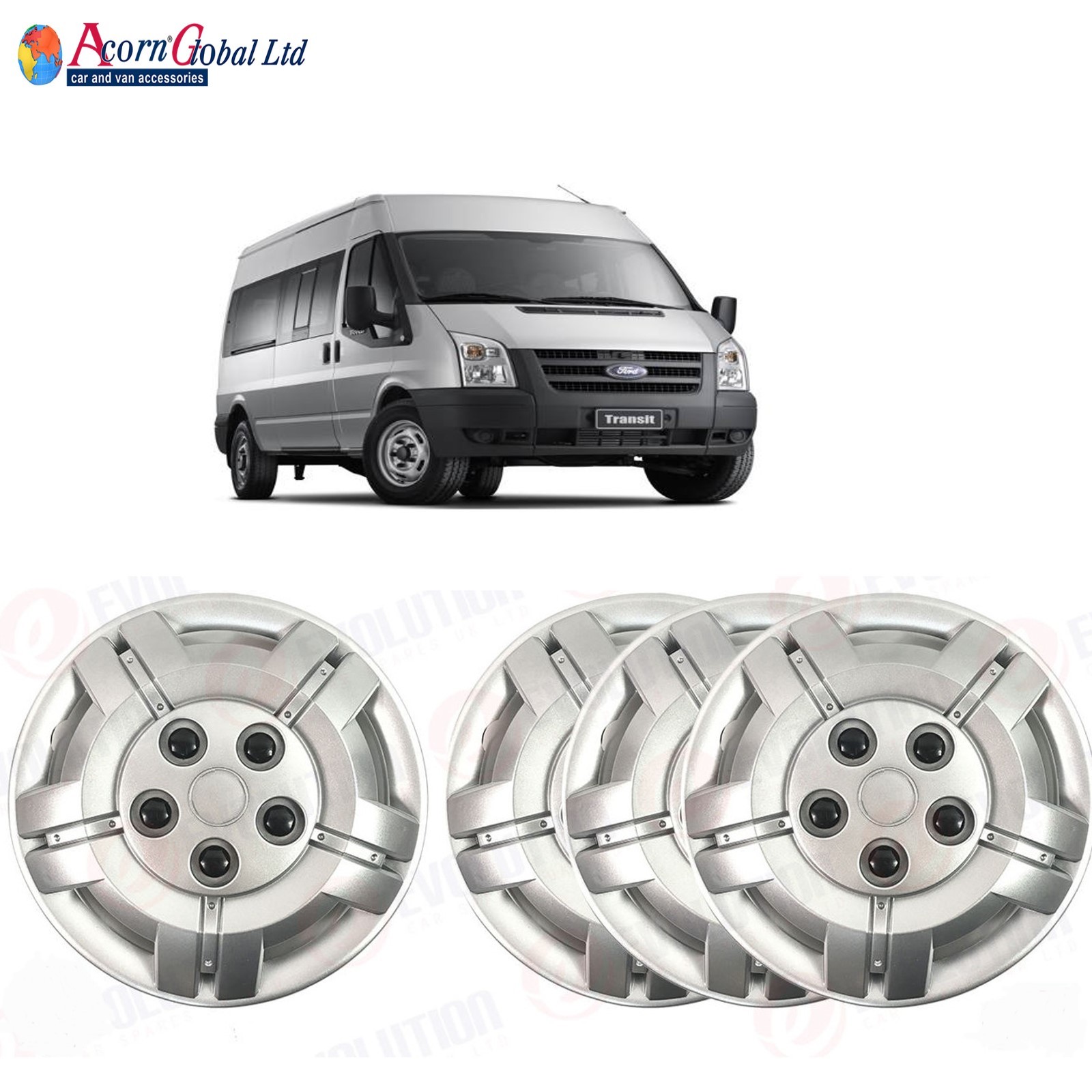 15" TO FIT FORD TRANSIT WHEEL TRIMS DEEP DISH TRIMS HUB CAPS DOMED NEW ...