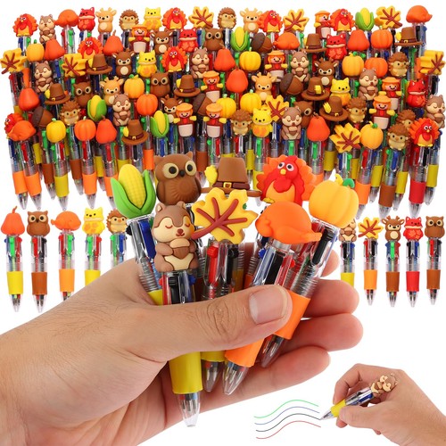 100 Pcs Thanksgiving Multicolor Pen in Cartoon Cute Fun 4-in-1 Cute ...