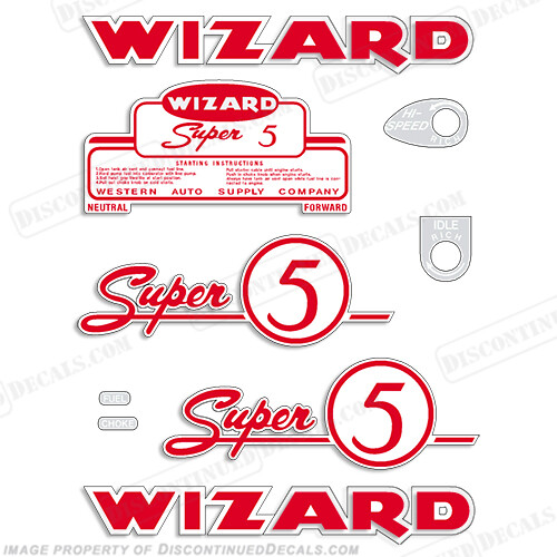 Fits Wizard 5hp Outboard Motor Engine Decal Kit - 1955-1956 | eBay