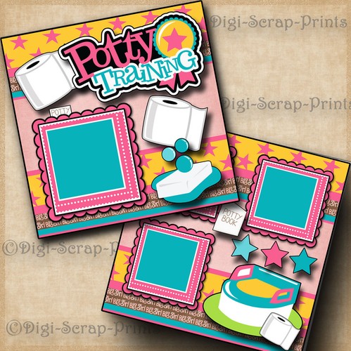 POTTY TRAINING ~ girl 2 premade scrapbook pages paper piecing layout ...
