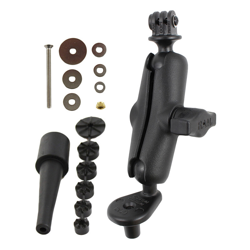 RAM Motorcycle Fork Stem Medium Arm GoPro Action Camera Mount Kit RAM-B ...
