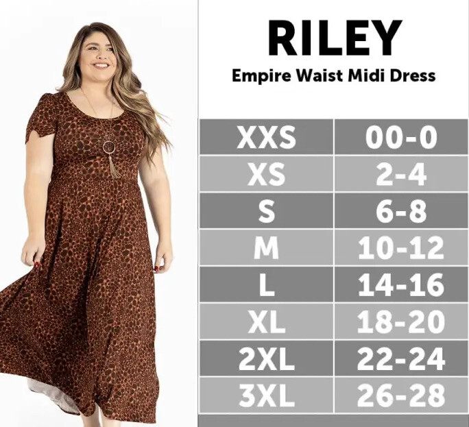 LuLaRoe Riley Empire Waist Midi Dress 2X 22/24 Tan Black Snakeskin ...