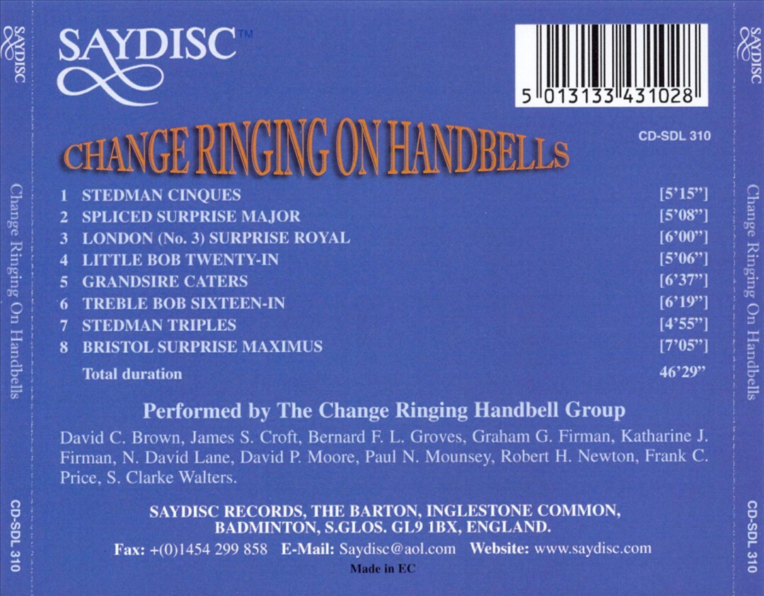 THE CHANGE RINGING HANDBELL GROUP CHANGE RINGING ON HANDBELLS NEW CD ...