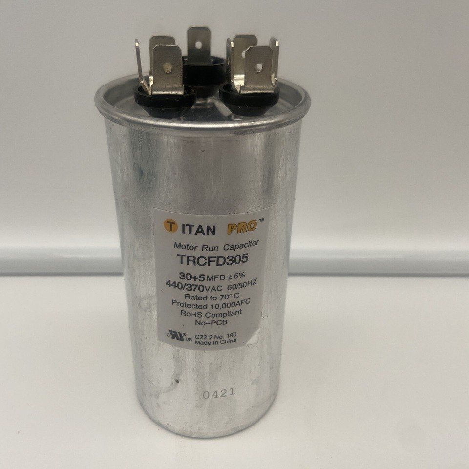 TitanPro Round Dual Motor Run Capacitor TRCFD305 HVAC 30/5 MFD/UF440 ...