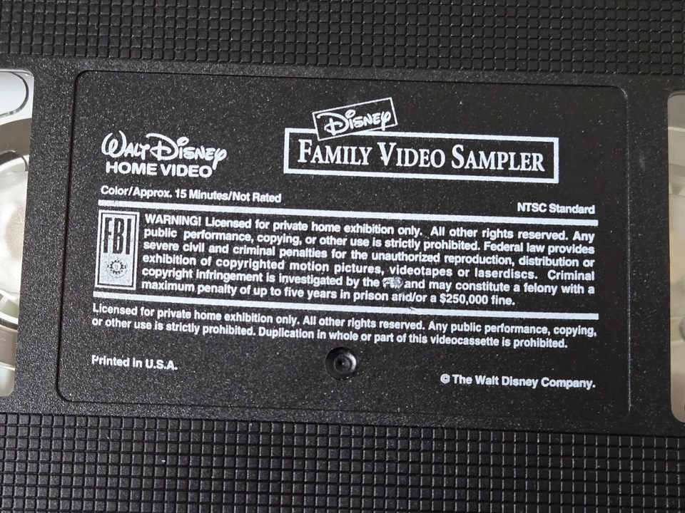 Walt Disney Family Video Sampler VHS VCR Video Tape Movie VTG Cartoons ...
