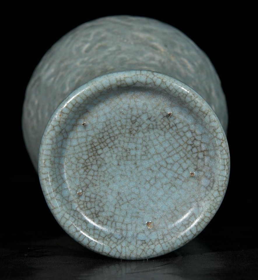 8.4" Chinese Song Ru Porcelain Oven Steering Wheel Crane Model Bottle ...