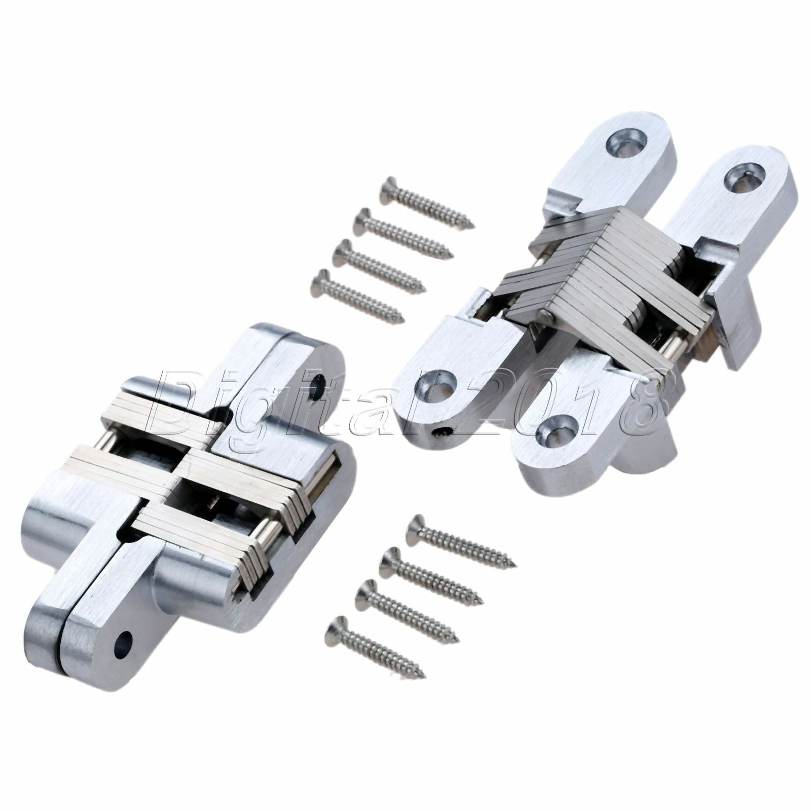 2 Pcs Elegant Heavy Duty Foldable Consealed Cross Door Hinges Stainless ...