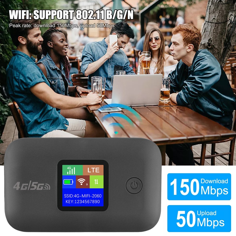 Portable 4G/5G LTE Wireless WiFi Router Mobile Broadband MIFI LCD ...
