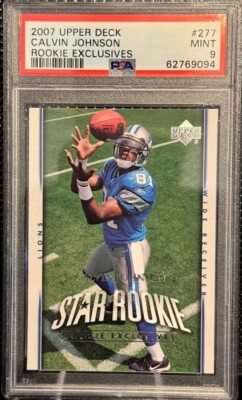 2007 Upper Deck Calvin Johnson Rookie Exclusives #277 PSA 9 Star Rookie ...
