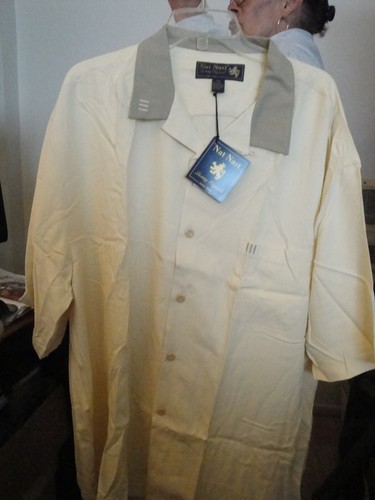 NWT! NAT NAST Retro Yellow & Gray + 3 Line Crest! Camp Loop Collar 100% ...