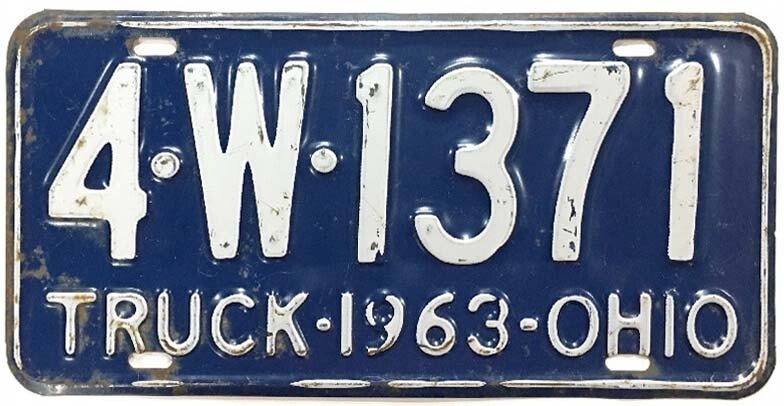 Ohio 1963 Truck License Plate 4-W-1371 Original Paint | eBay