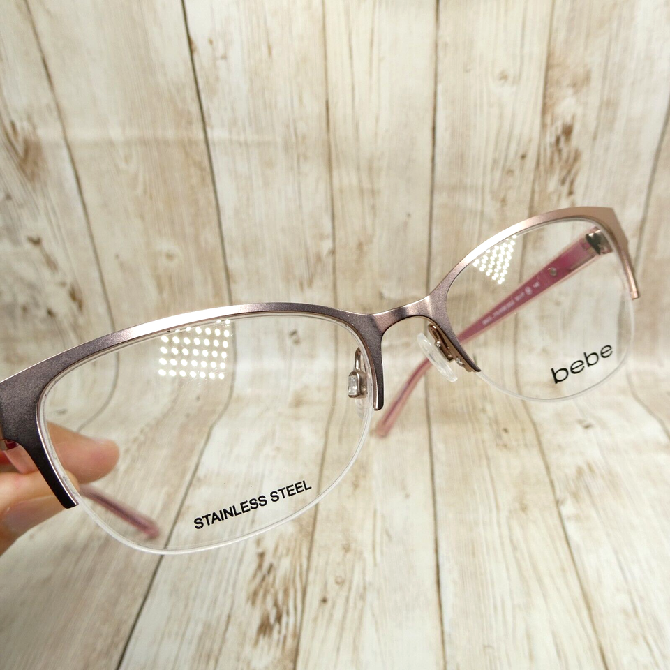 Bebe Rose Gold Stainless Steel Eyeglasses HALF-FRAME - BB5212 770 53-17 ...