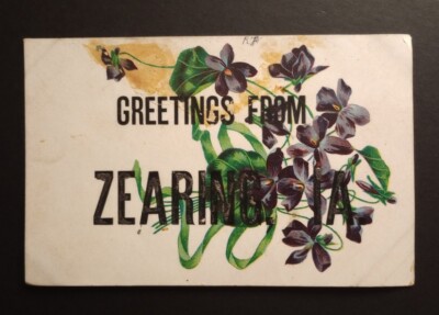 Zearing, Iowa Glitter Postcard (1910s) Greetings From.. | eBay