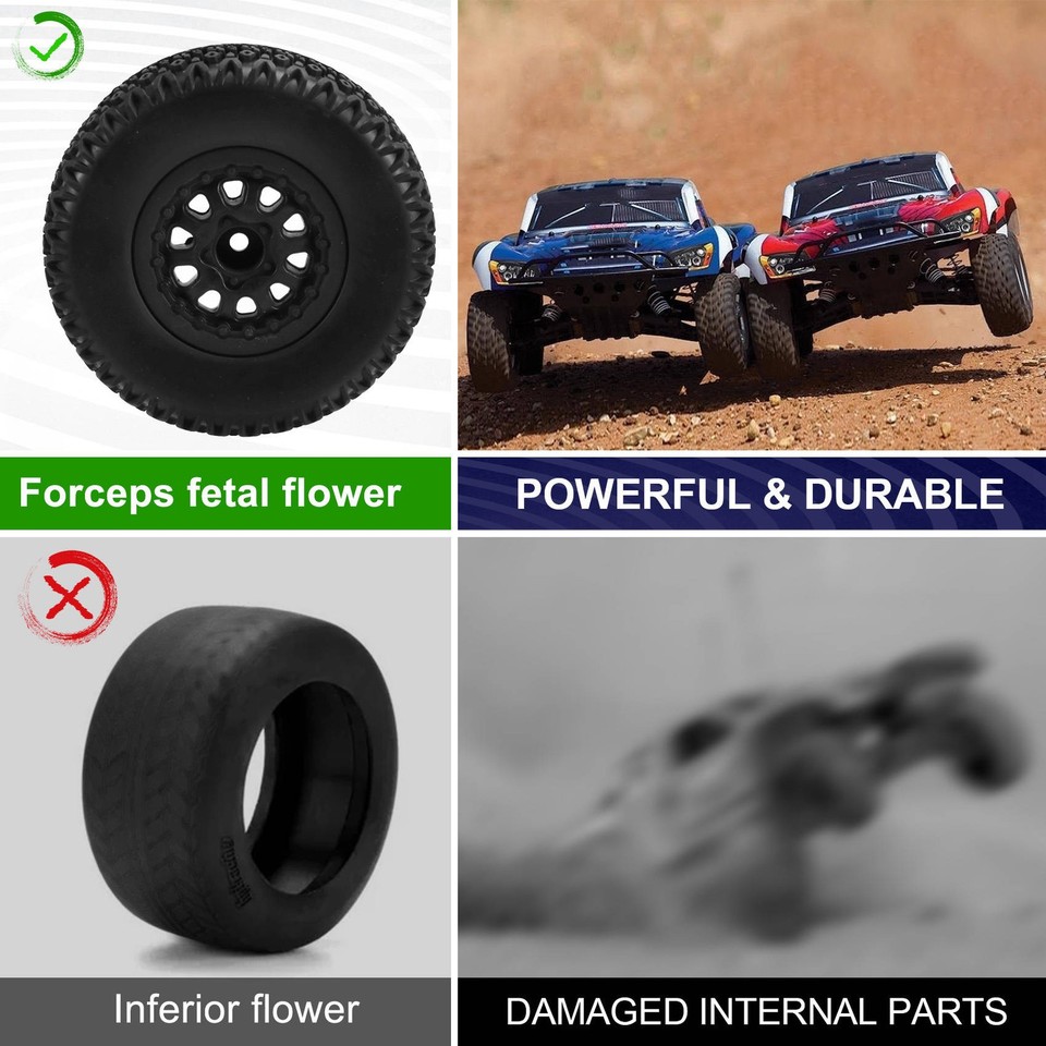 12mm Hex RC Wheels and Tires 1/10 Scale Pre-Glued RC Short Course ...