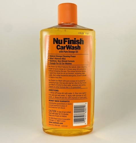 Nu Finish Car Wash with Pure Orange Oil Orange Cleaning Power, 16 Fl ...