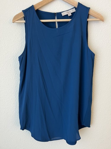 Ann Taylor Loft Blue Teal Mixed Media Tank Shell NWT | eBay