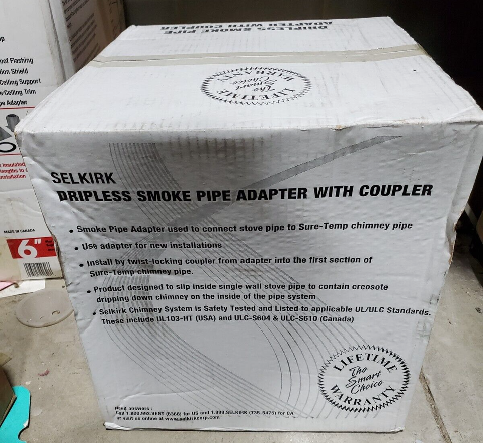 *NEW* Selkirk 6" Single Wall Dripless Smoke Pipe Adapter With Coupler ...