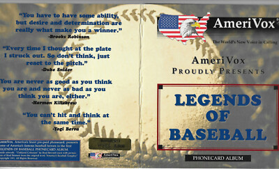 Legends of Baseball Phone Card Set New in 4 Part Folder 4 H.O.F. Cards ...