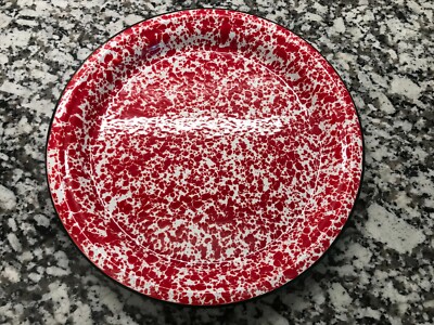 12.5" Red/White Spatter Enamelware Serving Tray Spatterware | eBay
