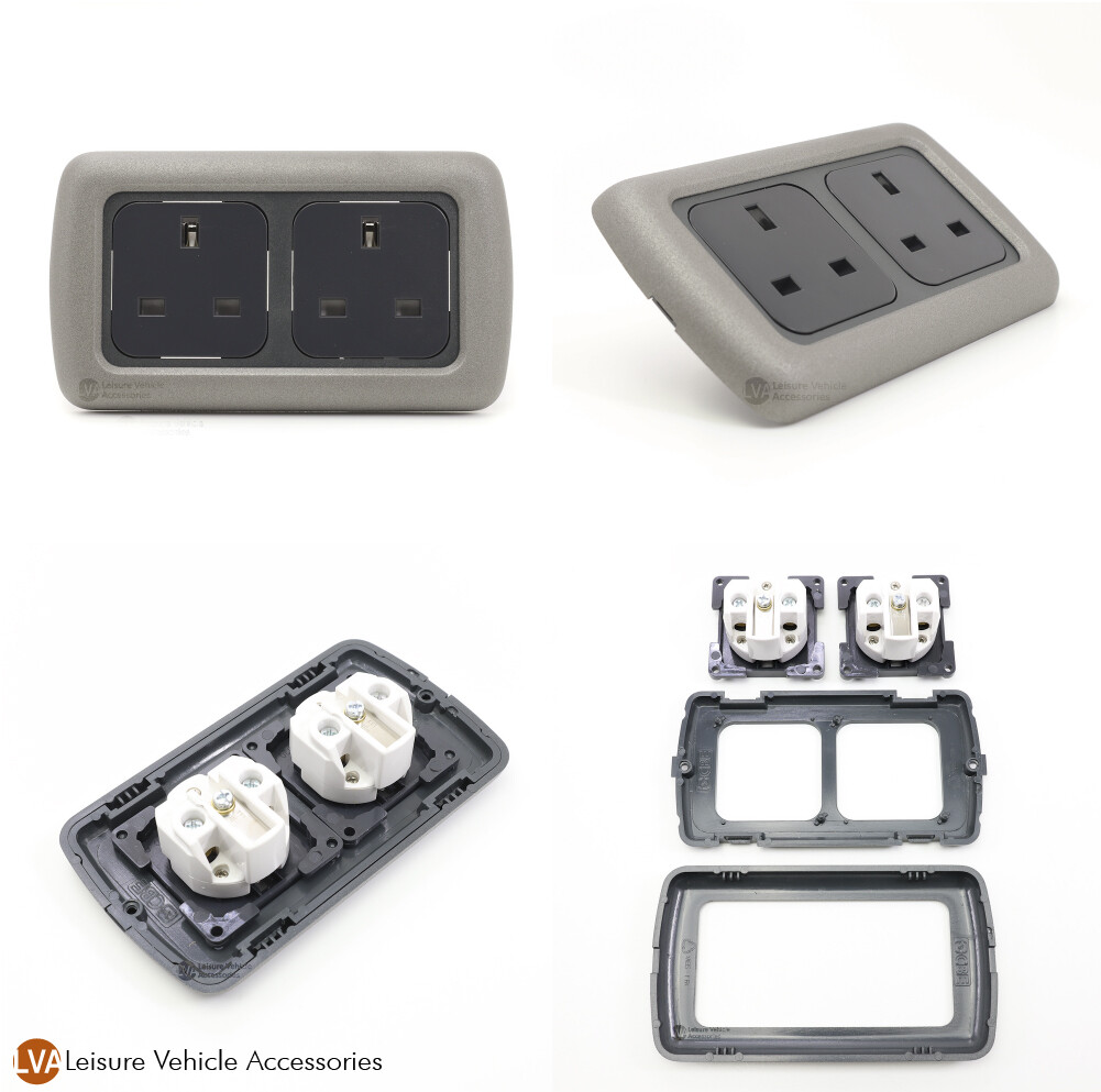 CBE 2-Way Graphite Frame & C-Line 240v Double Socket Mains 13a ...