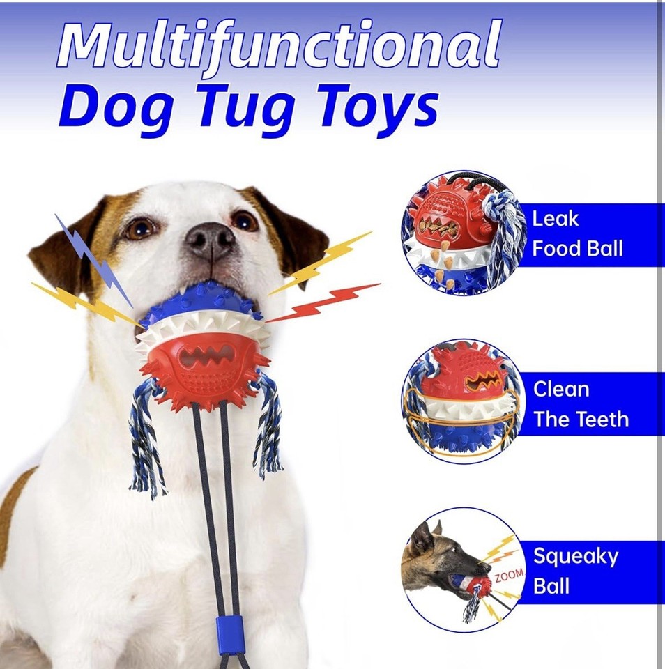 Dog Toys for Aggressive Chewers Large Breed, Suction Cup Tug of War ...