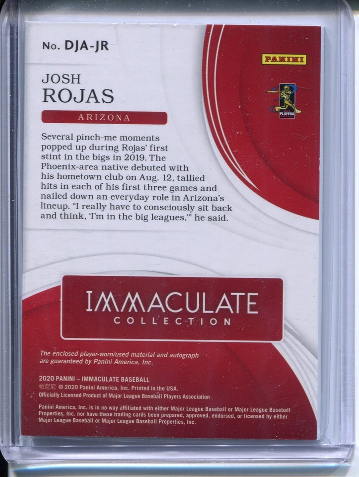 2020 Panini Immaculate Josh Rojas Debut Jumbo Patch Autograph #DJA-JR ...