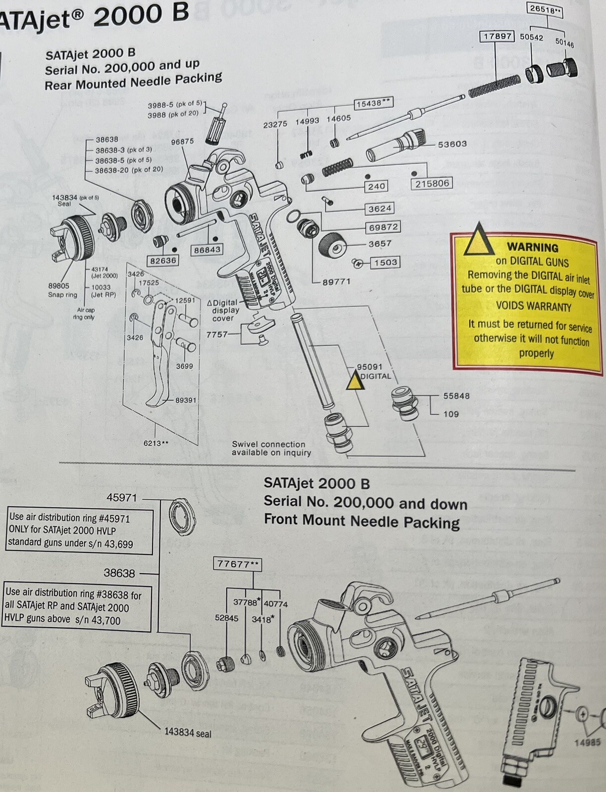 SATA JET 2000 under SER#200,000 JET90 Rebuild Kit DPSRBKGen 1 ALL NLA ...