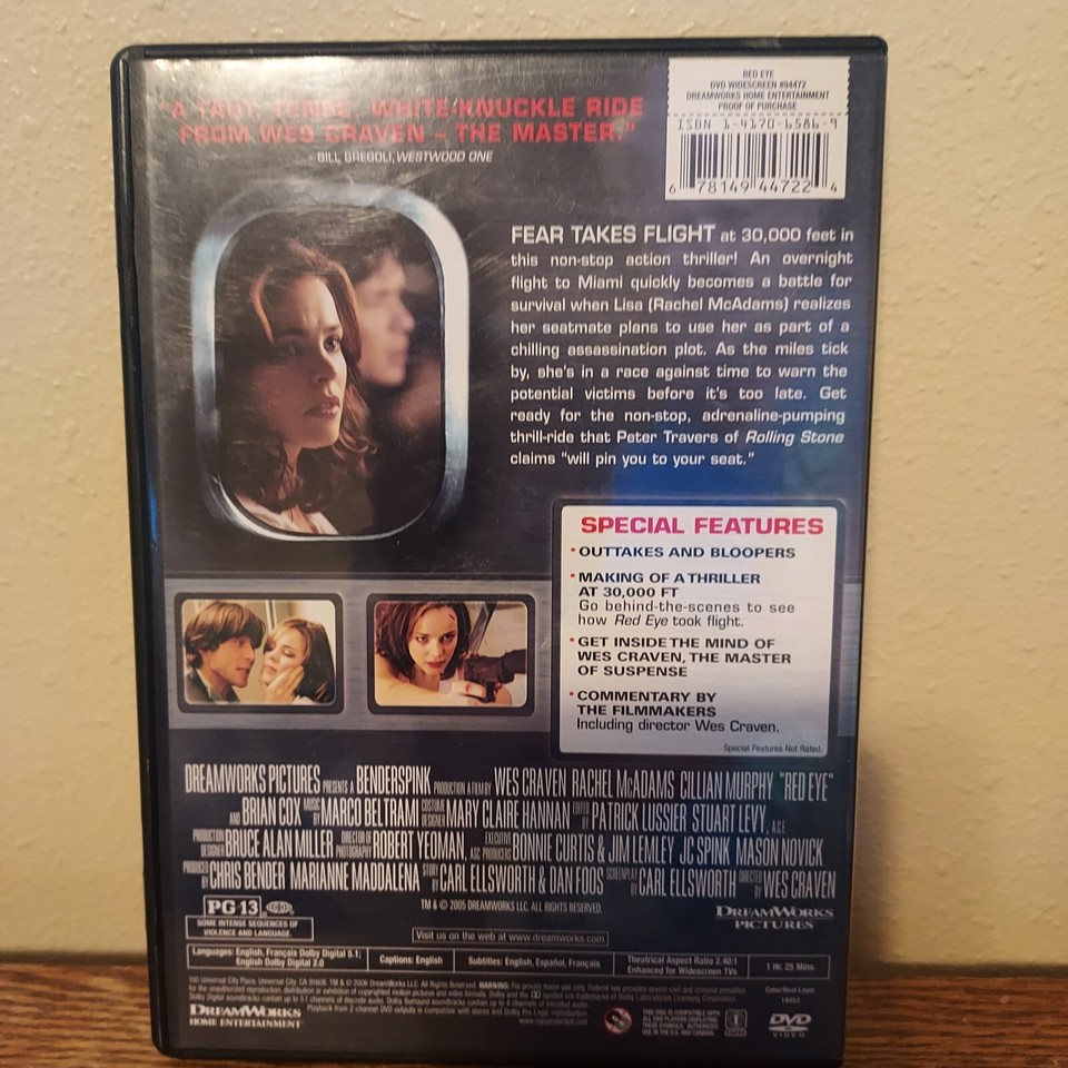 Red Eye (DVD, 2006, Widescreen) Pre-Owned Tested Working Great ...