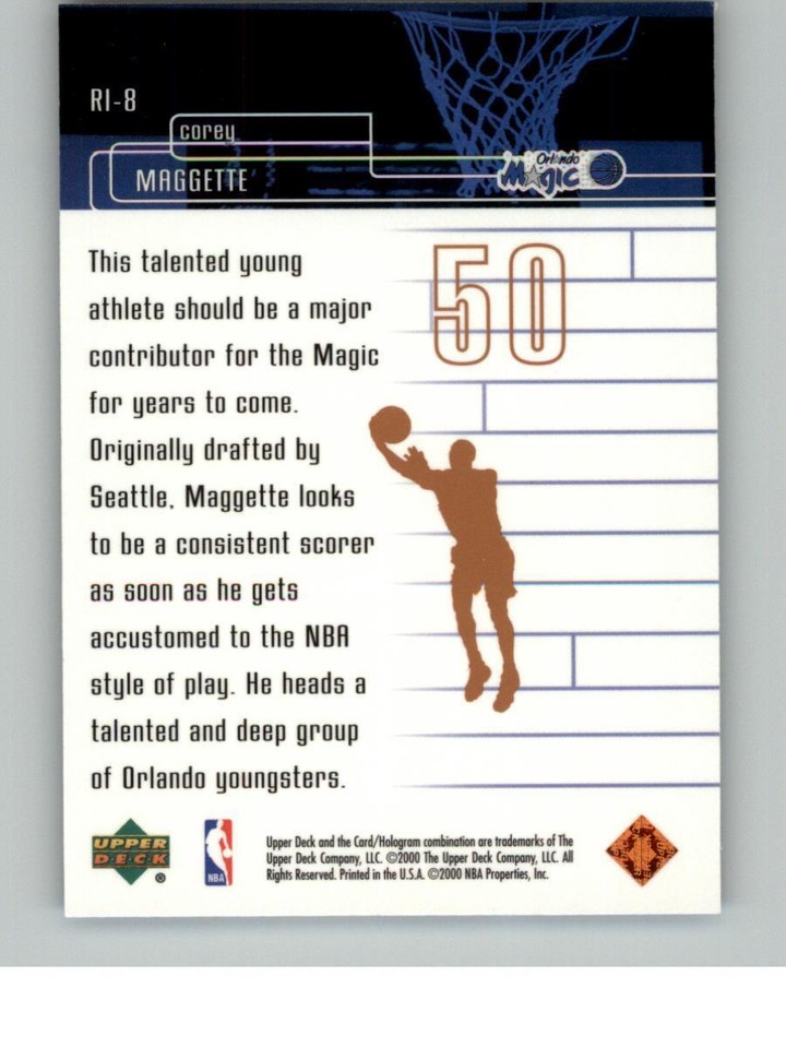 1999-00 Upper Deck Corey Maggette RI-8 Orlando Magic Rookies ...