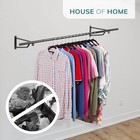 Clothes Rail Wall Mounted Garment Clothing Hanging Wardrobe Wall Rack ...