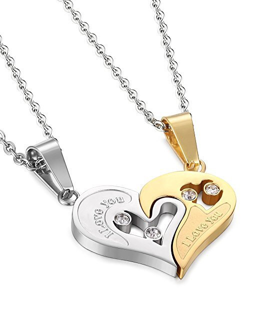Broken Heart Best Friend Punk Shinny Shinny Bling Necklace Chain ...