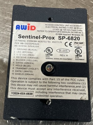 Linear Wiegand 125 kHz Proximity Reader - 0-299002 - AWID SP-6820 ...