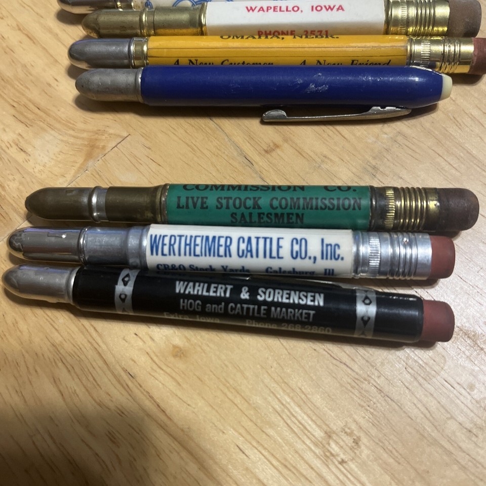 Lot Of 10 Vintage Bullet Pencil Advertising Lot Livestock Commission ...