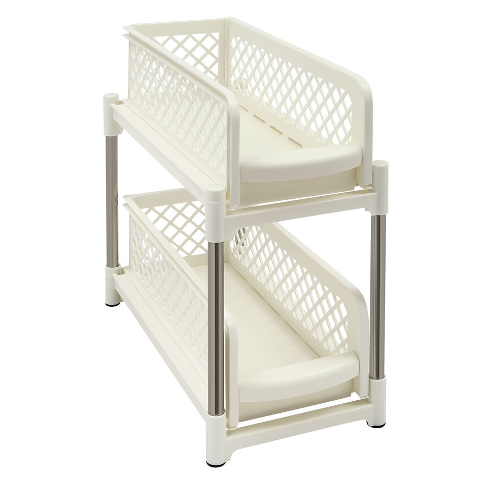 White Pull Out Cabinet Organizer, Kitchen Cabinet Drawer, Under Sink ...