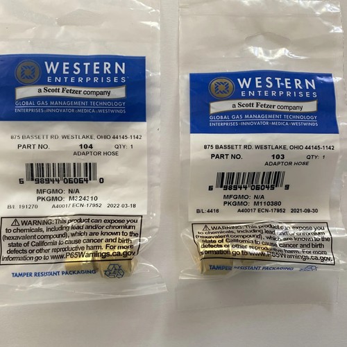 Western 103 and 104 Oxygen Acetylene Adaptors, A Size Hose to B Torch ...