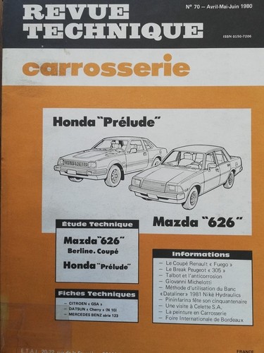 HONDA PRELUDE MAZDA 626 berline coupé Revue technique CARROSSERIE RTA ...