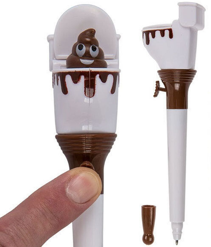 POOP IT HAPPENS PEN Toilet Seat Pop Up Crap Emoji Office Joke Gift ...