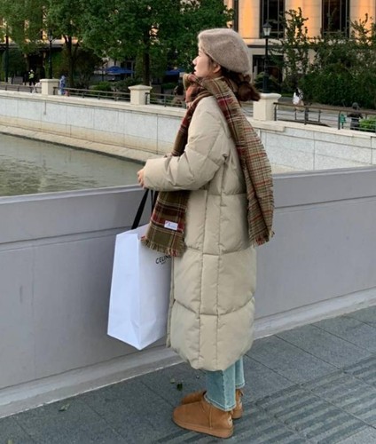 Cotton-padded Women's Winter Coat Loose Fit Jacket Long Fashion Bread ...